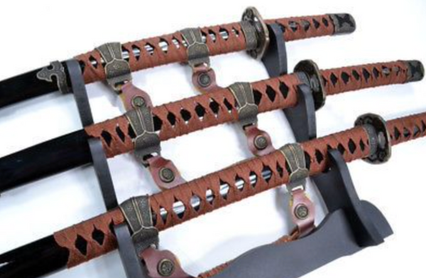 Traditional Ceremonial Triple Samurai Sword Set - Tactical Gel Blasters