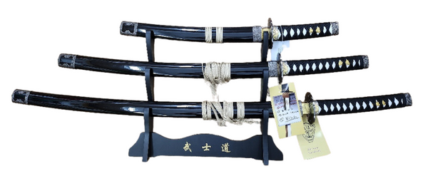 KILL BILL TRIPLE SWORD SET WITH STAND - Tactical Gel Blasters